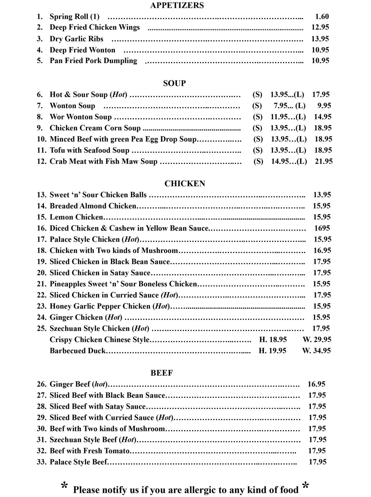 Menu | Regency Palace Family Restaurant | Regina, SK